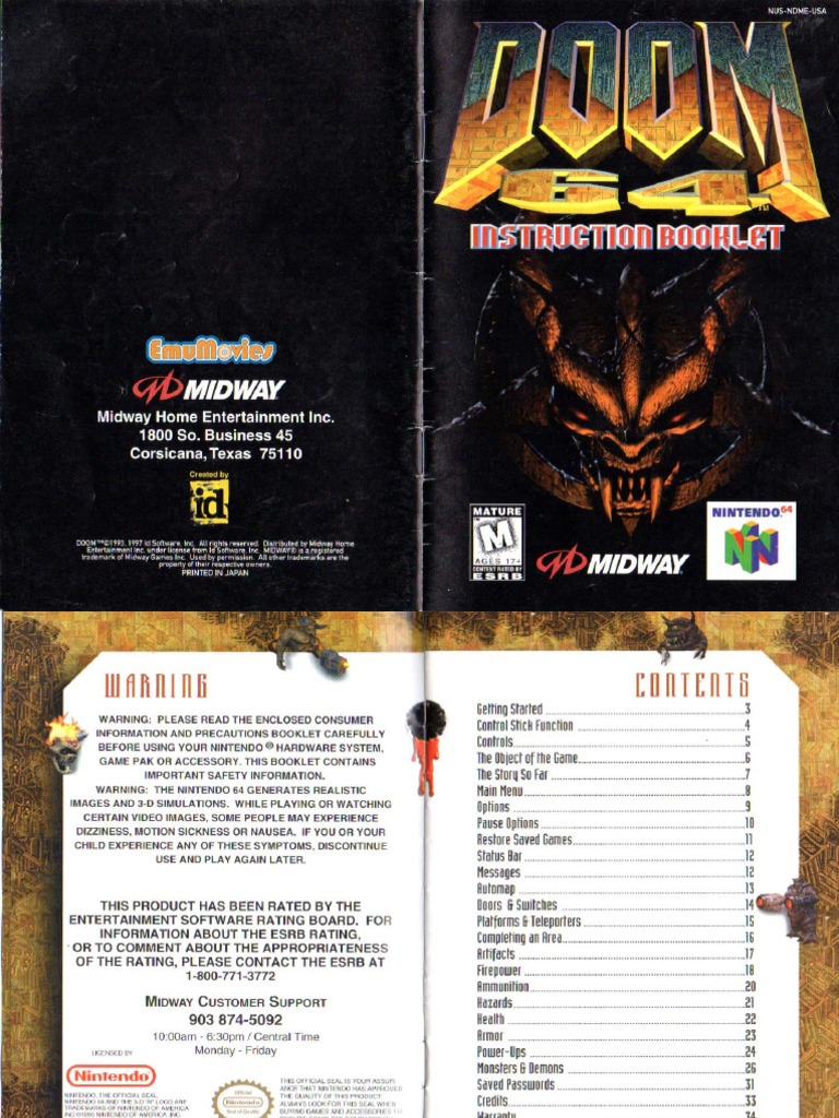 Doom 64 - Nintendo 64 - Manual | PDF