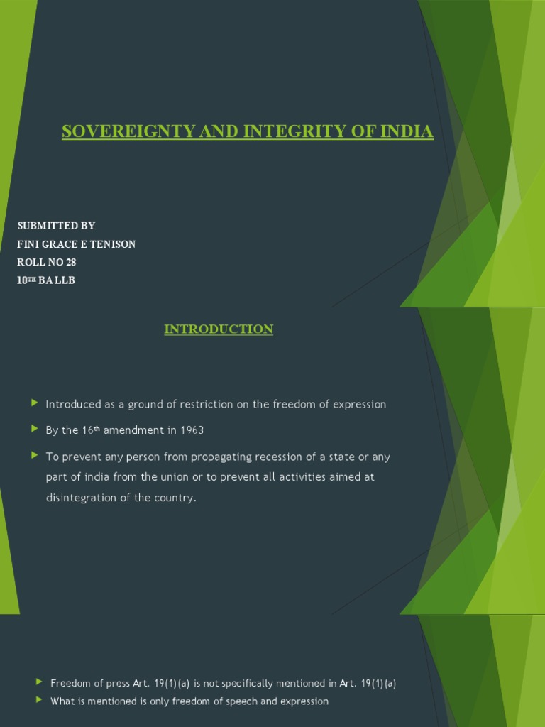 Sovereignty and Integrity of India | PDF | Civil Rights And Liberties ...