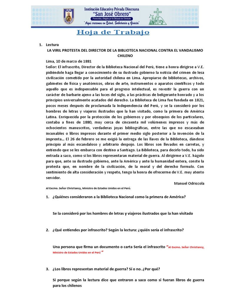 Hoja de Trabajo CAMPAÑA TERRESTRE | PDF | Perú | América del Sur