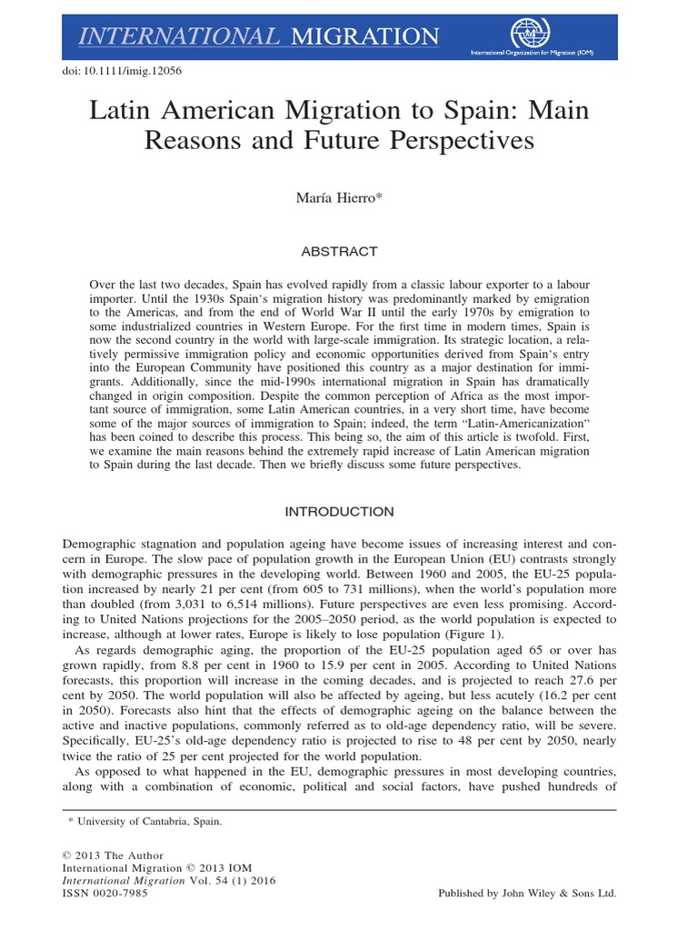 Latin American Migration To Spain: Main Reasons and Future Perspectives ...