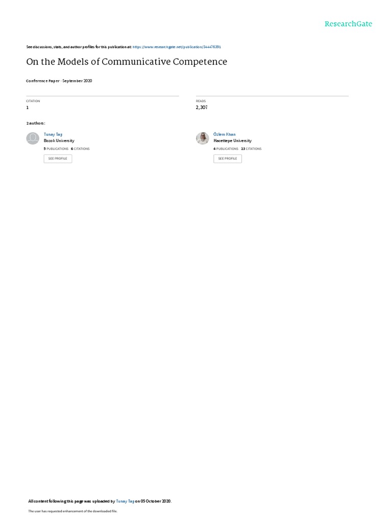 On The Models of Communicative Competence: September 2020 | PDF ...