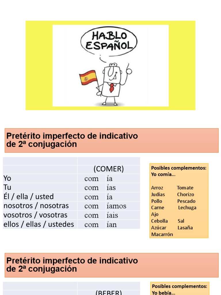 Aula 3 - Pretérito Imperfecto - 2º Conj | PDF | Alimentos
