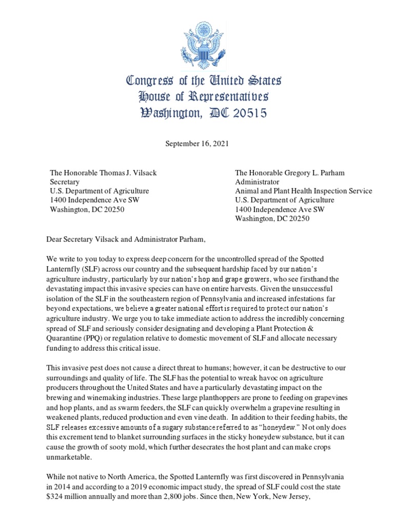 Congress of The United States House of Representatives Washington, DC ...