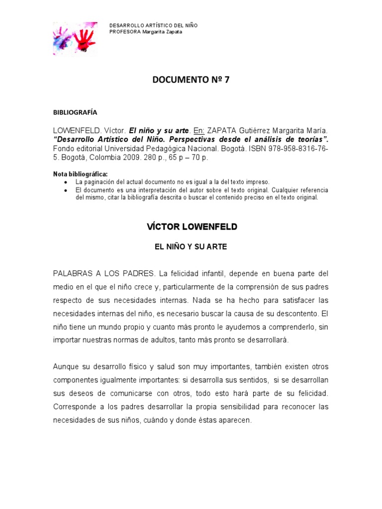 Lowenfeld El Niño y Su Artee | PDF | Las emociones | Felicidad