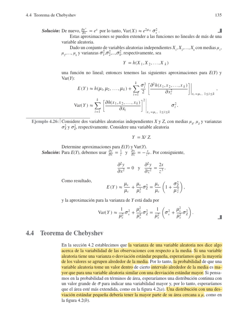 Teorema de Chebyshev y Aplicaciones | PDF | Diferencia | Desviación ...