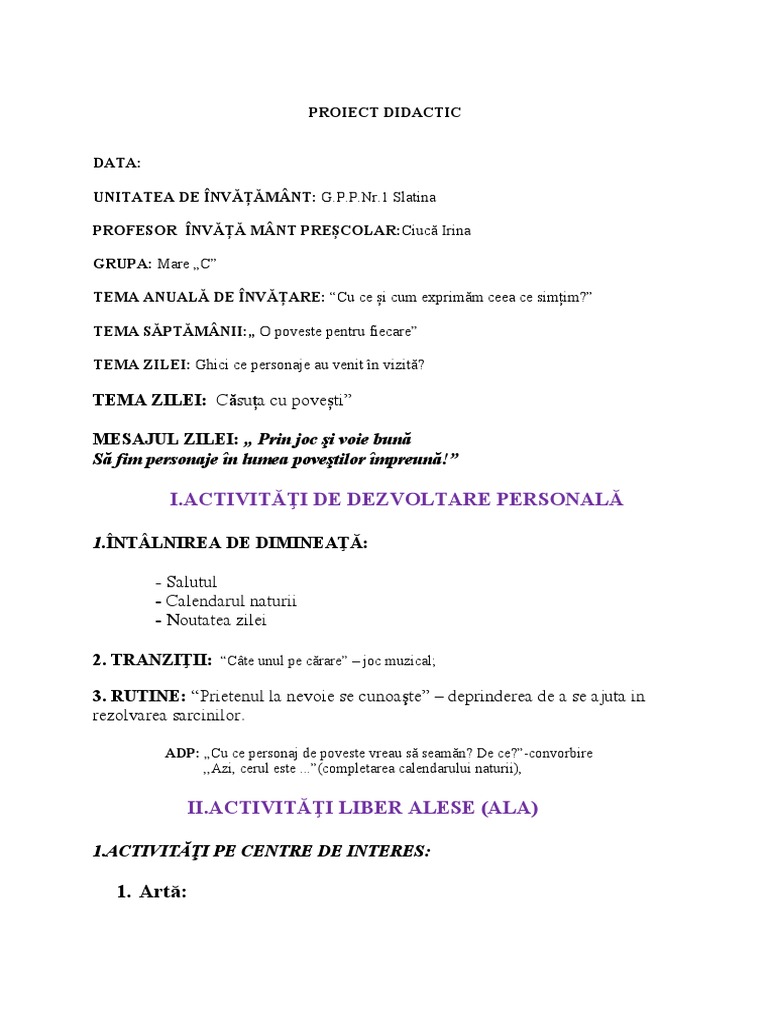 Proiect Didactic 2 | PDF