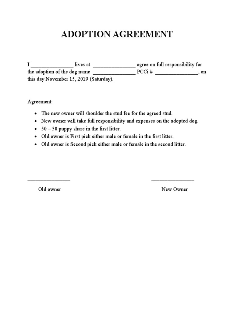 Adoption Agreement 2019 | PDF | Law