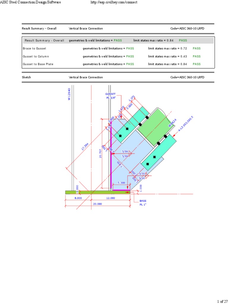 Base Plate Ver Brace Connection - Column Flange | PDF | Stress ...
