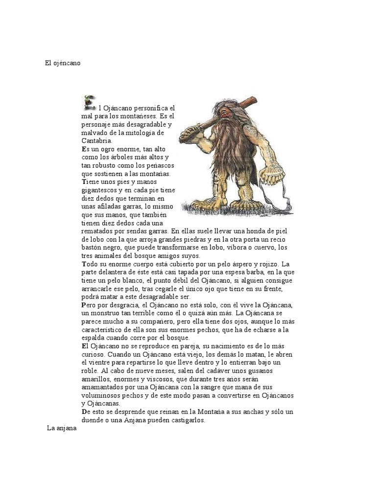 Ojáncano y Anjana: Mitos Cántabros | PDF | Sirena | Brujería