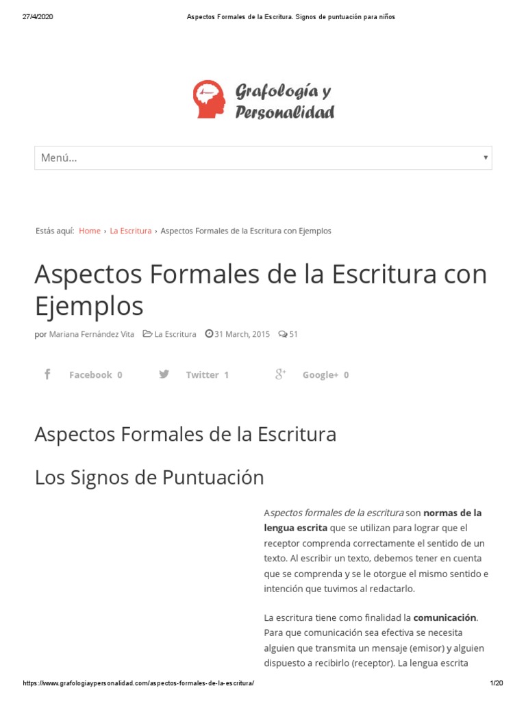 Aspectos Formales de la Escritura. Signos de puntuación para niños ...