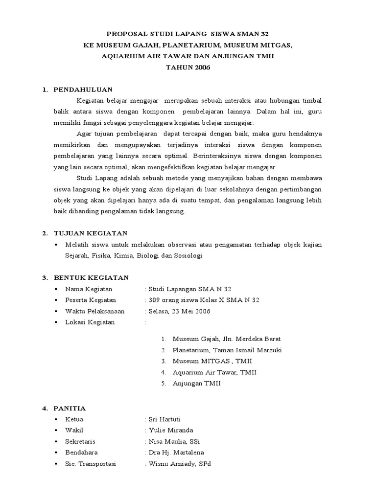 Contoh Proposal Kunjungan Ke Museum Contoh Proposal Kunjungan Ke Museum