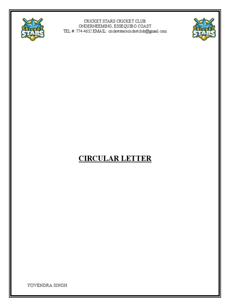Cricket Stars Club Event Circular | PDF