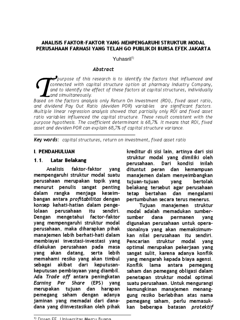 Analisis Faktor Faktor Yang Mempengaruhi Struktur Modal | PDF