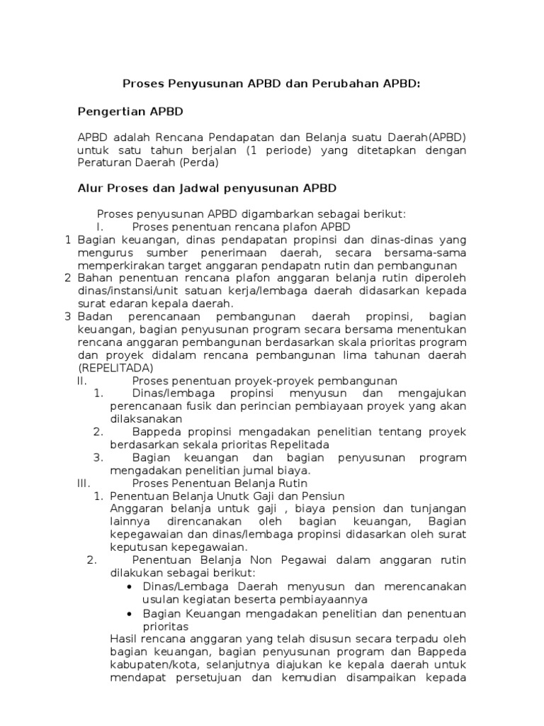 Resume Proses Penyusunan APBD Dan Perubahan APBD | PDF