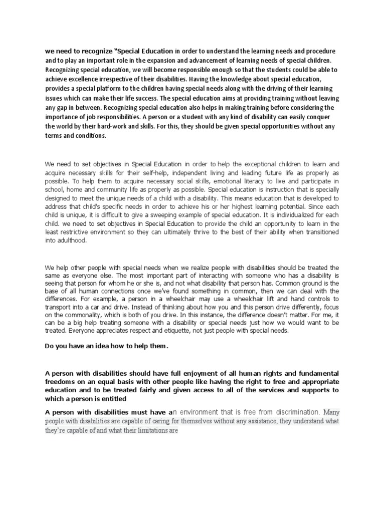 Recognizing the Importance of Special Education to Support the Learning ...