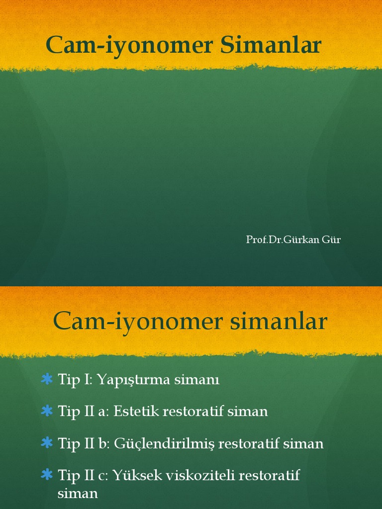 Cam-Iyonomer Simanlar Ders Notu | PDF