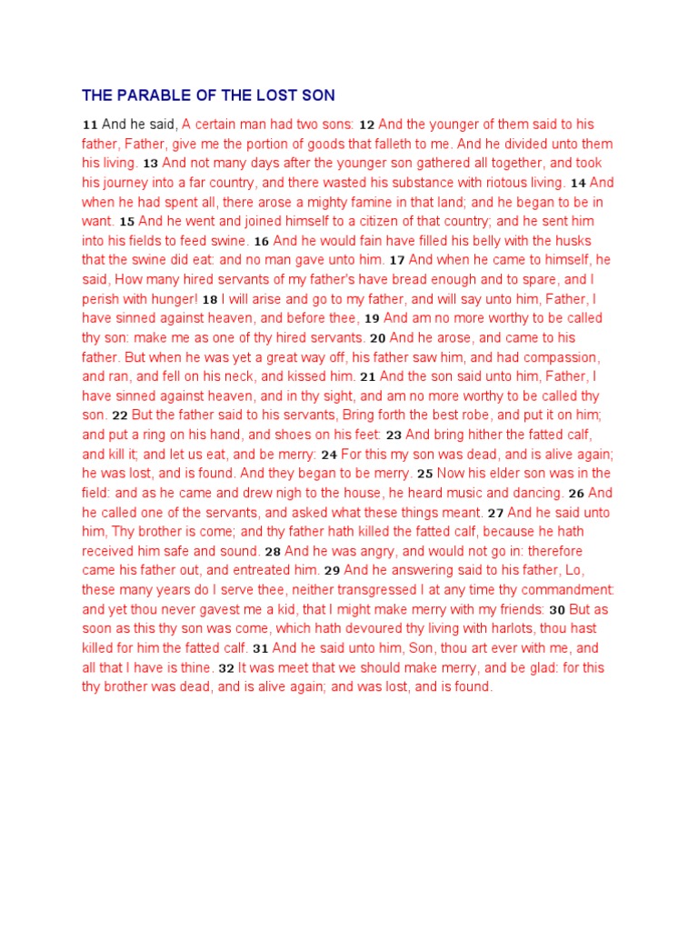 The Parable of The Lost Son | PDF | Weekly Torah Readings | Torah Books