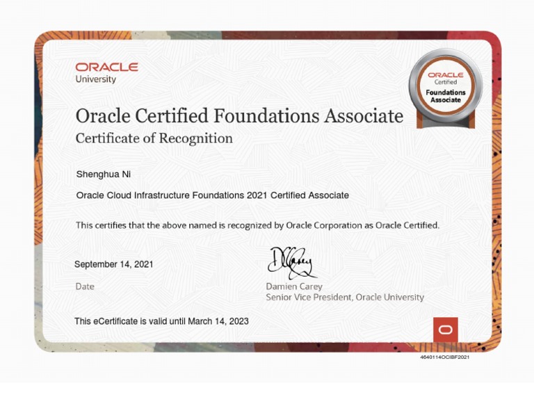 Oracle Cloud Infrastructure Foundations 2021 Certified Associate | PDF