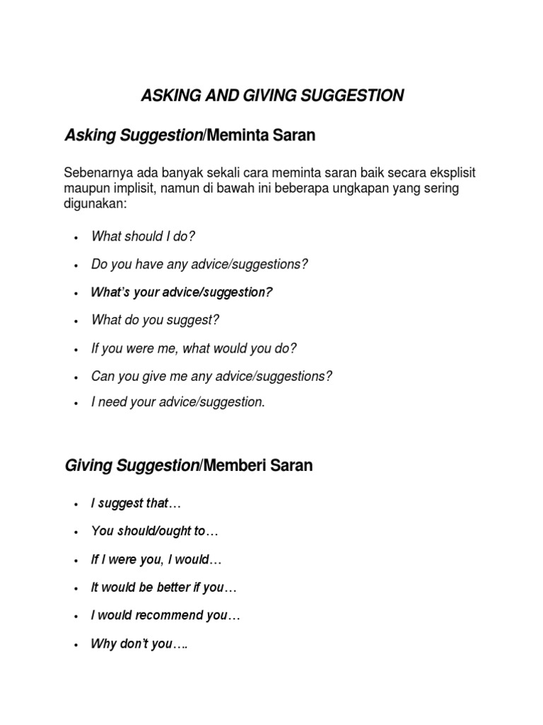 Asking and Giving Suggestion (Teacher Club) | PDF