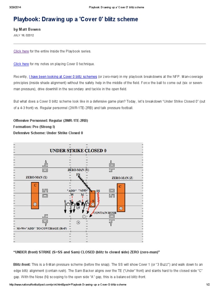 Cover 0 Blitz Scheme Breakdown | PDF | Sport Variants | National ...