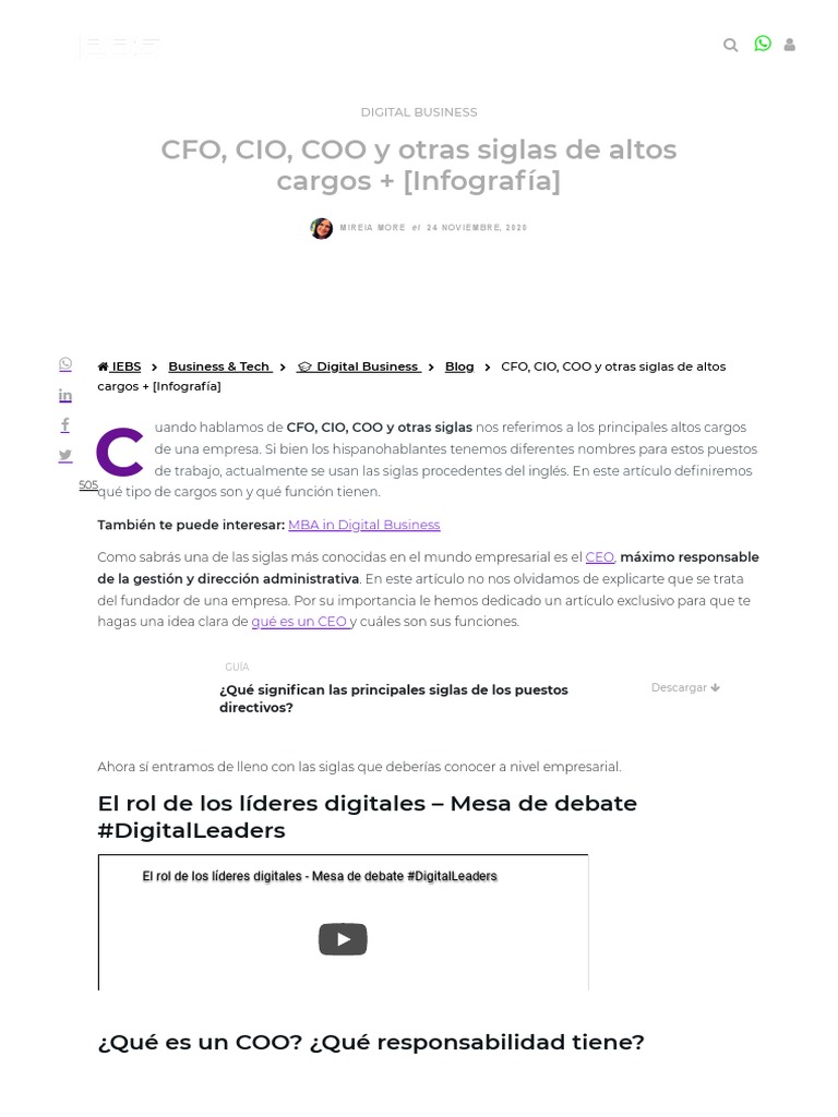 ¿Qué Significan Las Siglas CFO, CIO y CTO - (Infografía) | PDF | Marketing | Comunicación