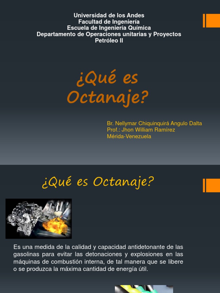 Octanaje | PDF | Gasolina | Química