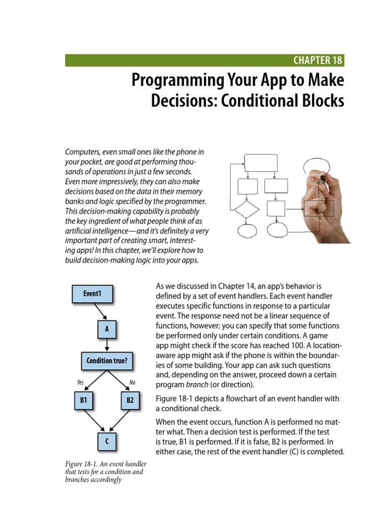 Programming Your App To Make Decisions: Conditional Blocks: Event1 ...