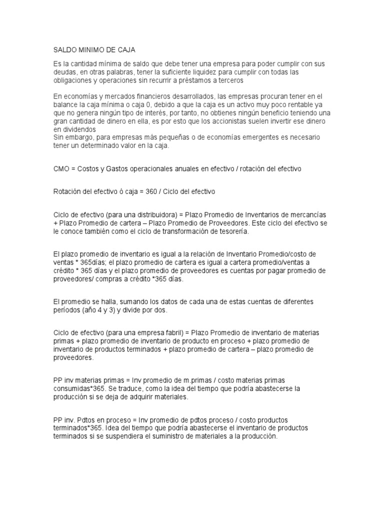 Caja Minima | PDF | Inventario | Dinero