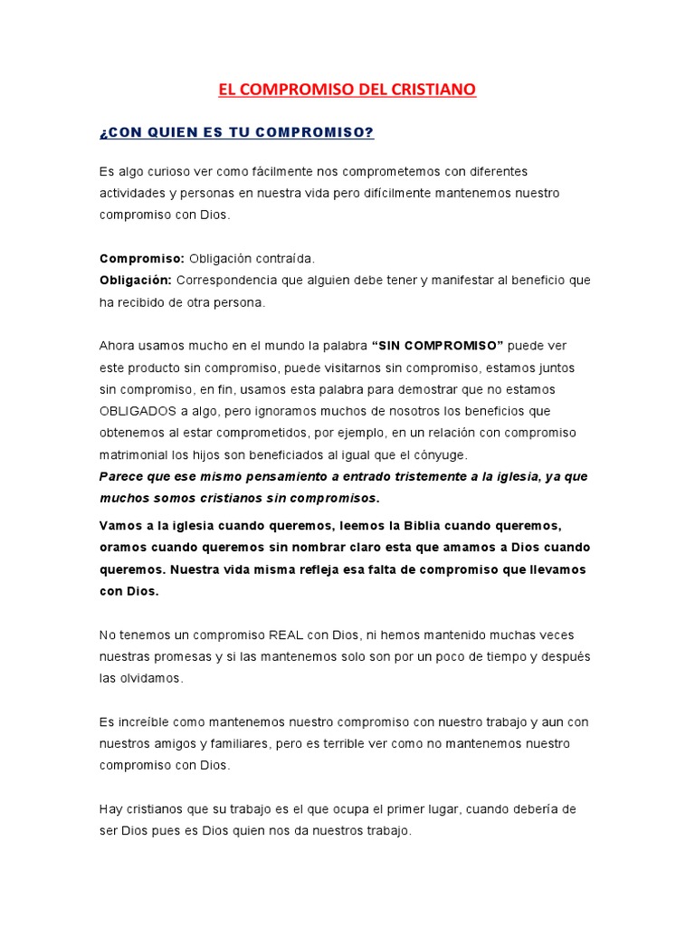El Compromiso Del Cristiano | PDF | Dios