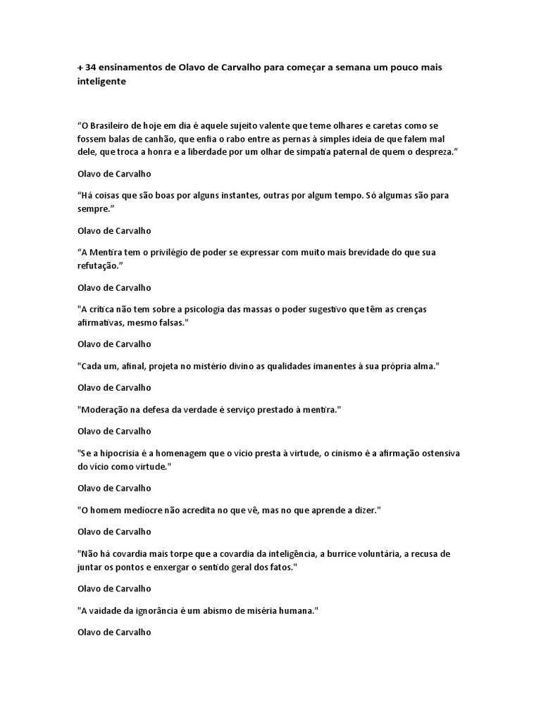 Ensinamentos de Olavo sobre verdade e conhecimento | PDF | Amor | Conhecimento