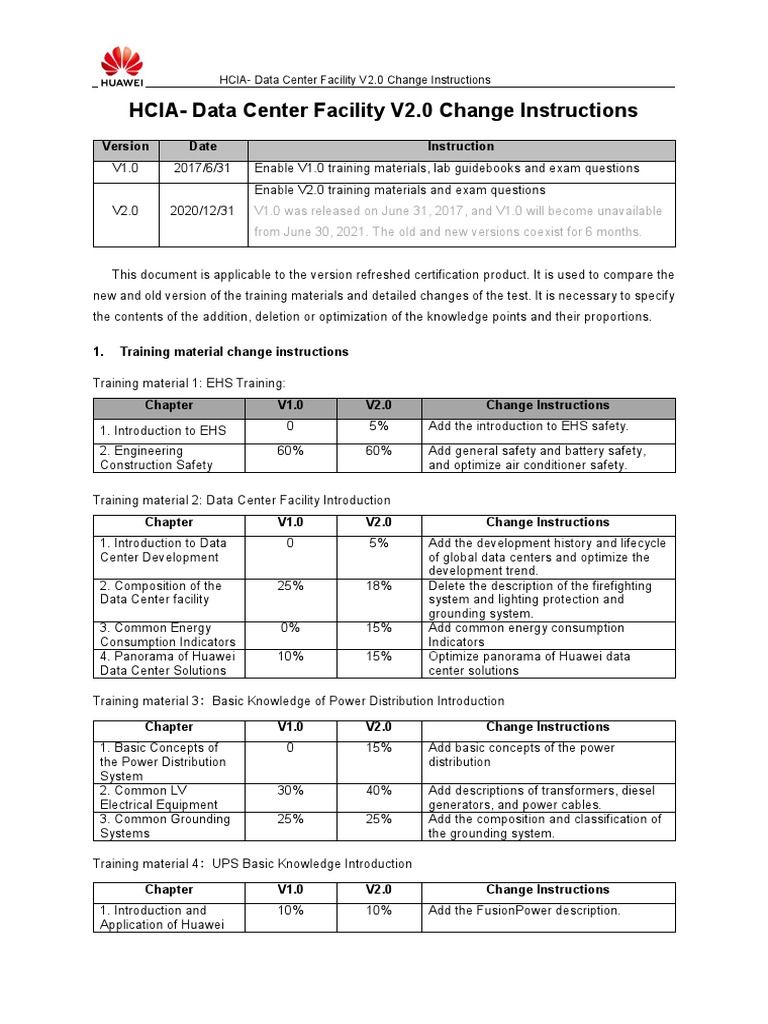 HCIA-Data Center Facility V2.0 Version Instructions | PDF | Air ...