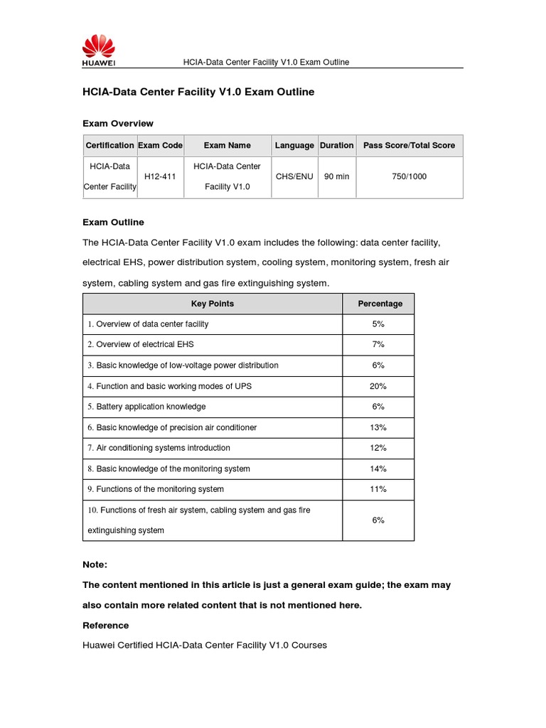 HCIA Data Center Facility Exam Guide | PDF | Technology & Engineering