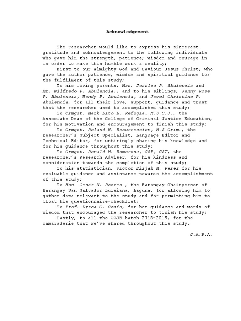 4 - Acknowledgement (ABULENCIA) | PDF