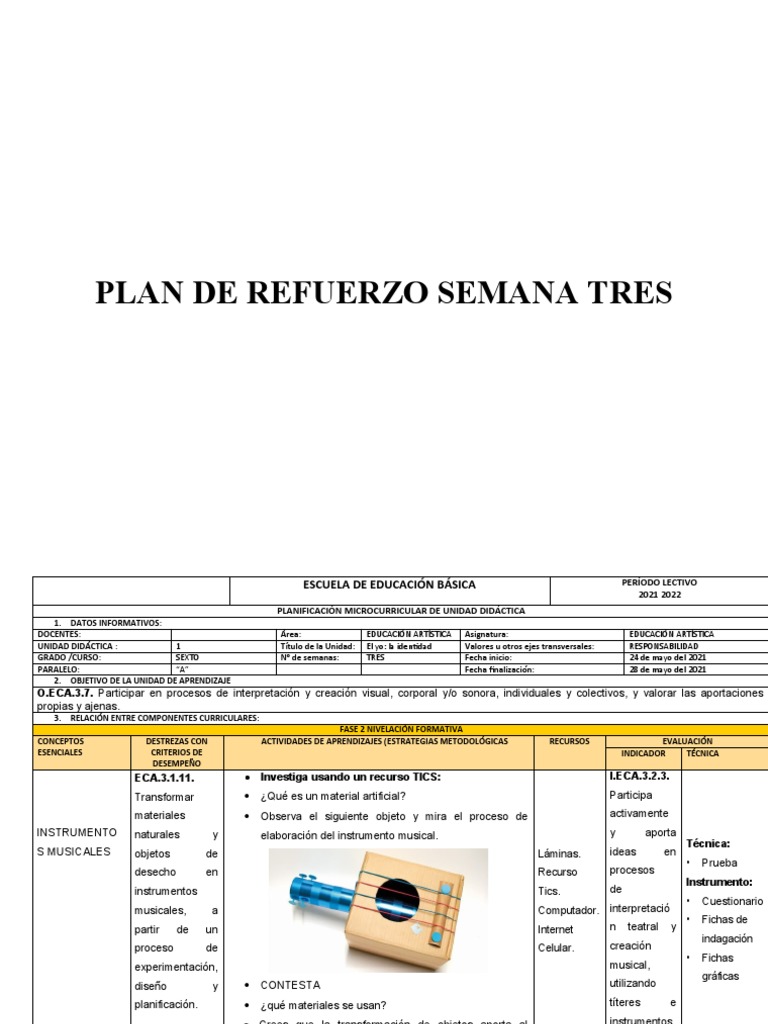Plan de Refuerzo Eca | PDF | Evaluación | Educación primaria