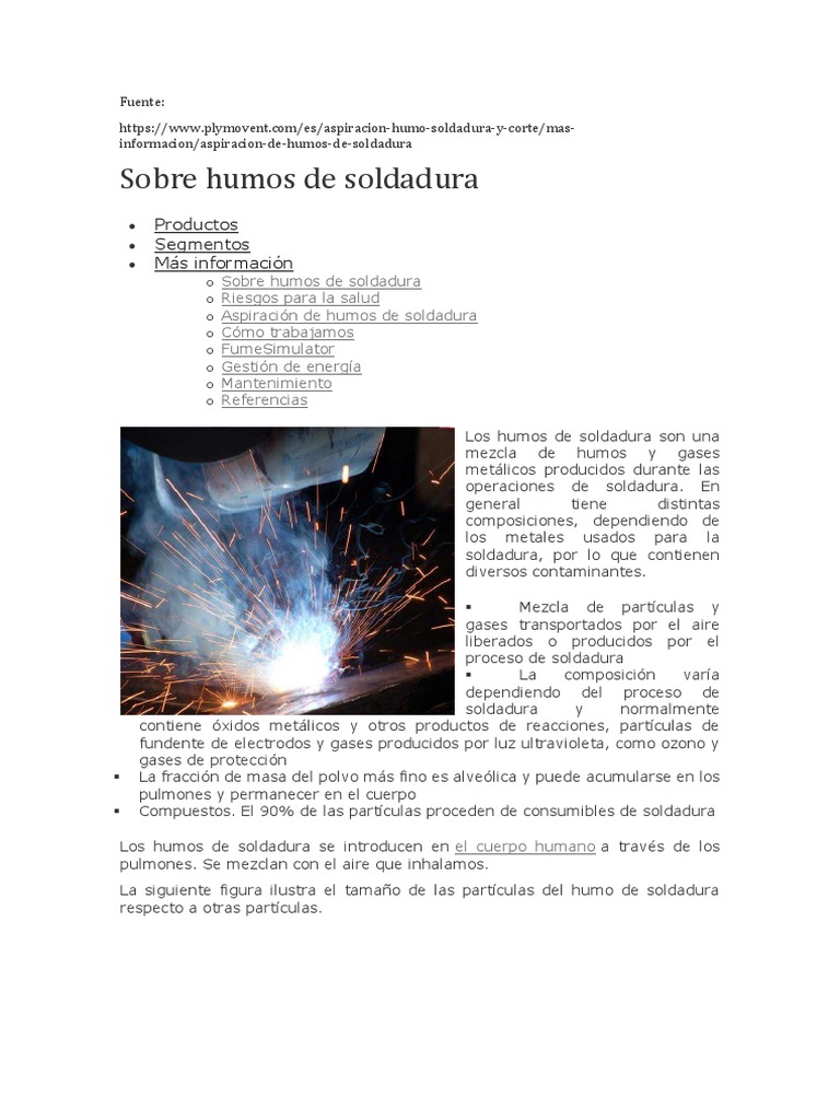 Humos Metálicos de Soldadura | PDF | Soldadura | Construcción