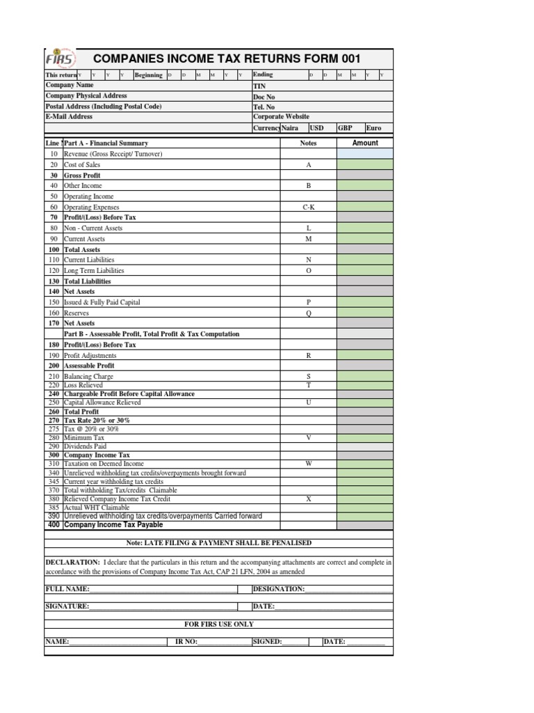 Cit Form | PDF | Taxes | Corporate Tax