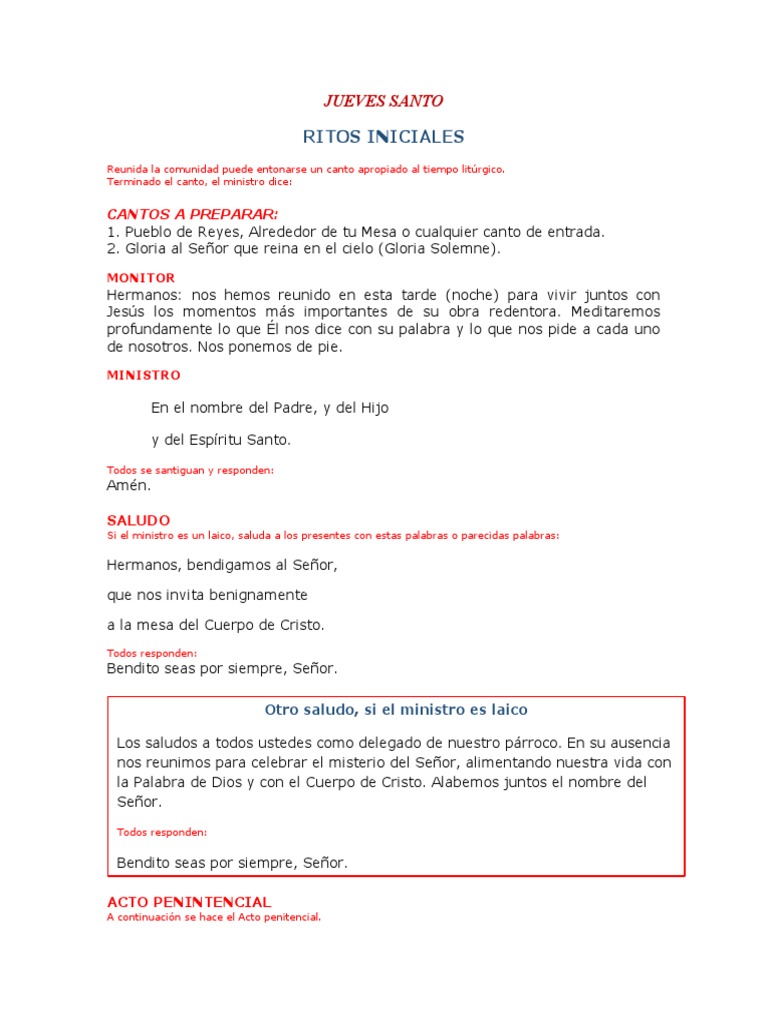 Jueves Santo | PDF | eucaristía | Cristo (título)