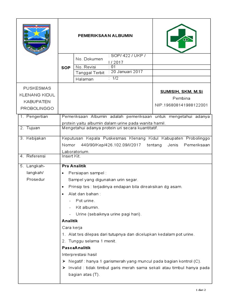 8.1 Sop PX Albumin | PDF