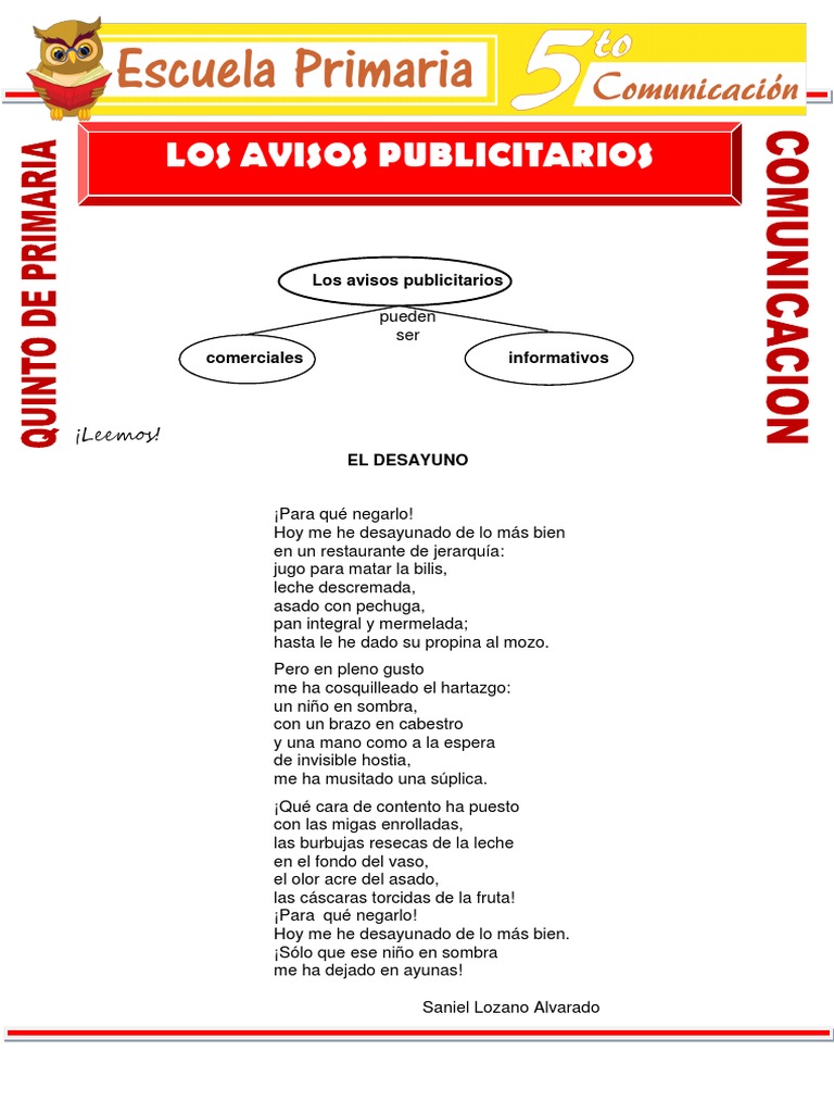 Los Avisos Publicitarios para Quinto de Primaria | PDF | Publicidad