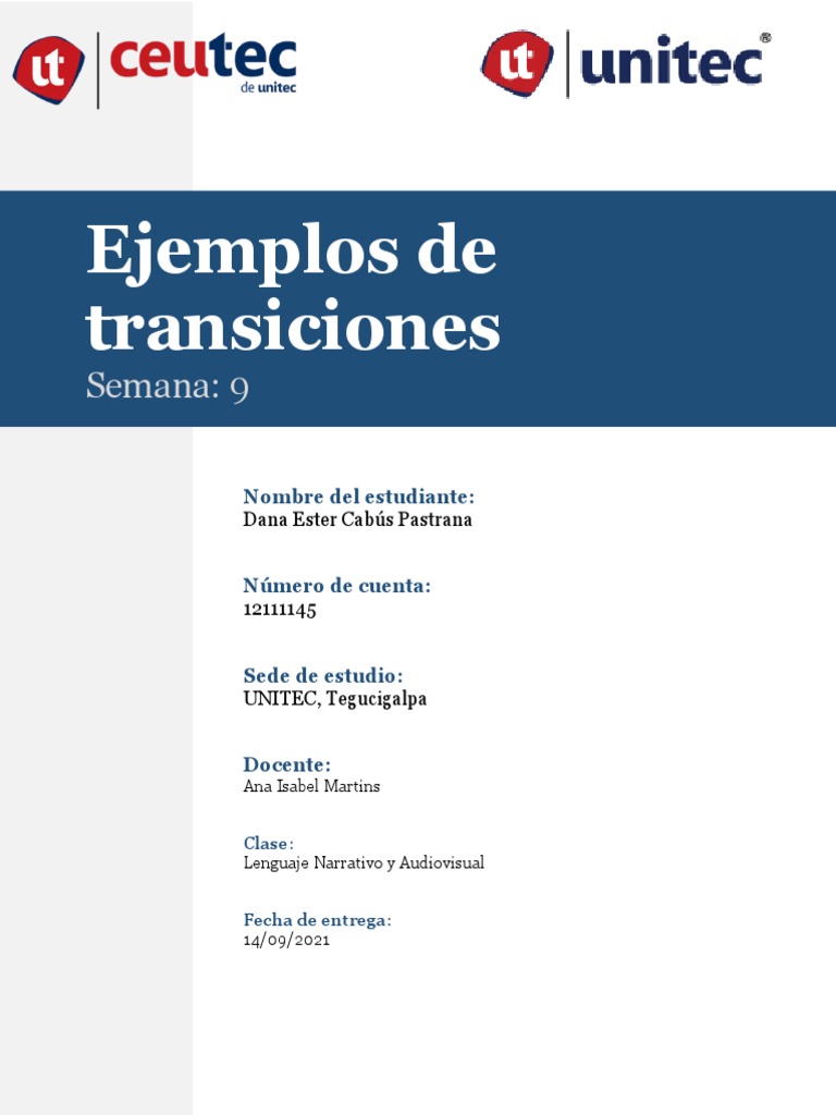 Ejemplos de Transiciones Audiovisuales | PDF