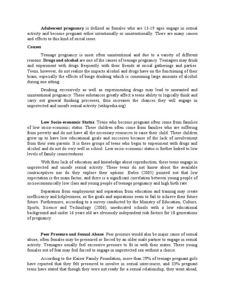 Adolescent Pregnancy | PDF | Teenage Pregnancy | Adolescence