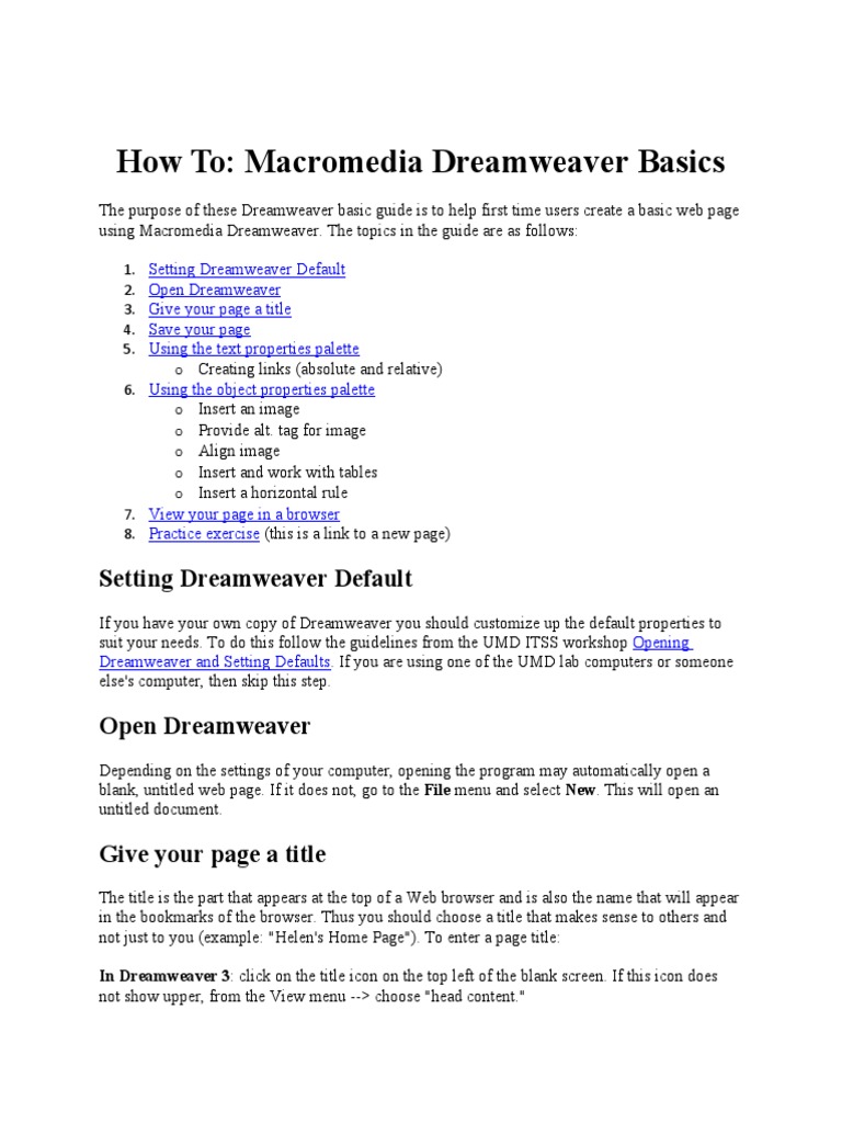 Dreamweaver Tutorial | PDF | Adobe Systems | Hyperlink