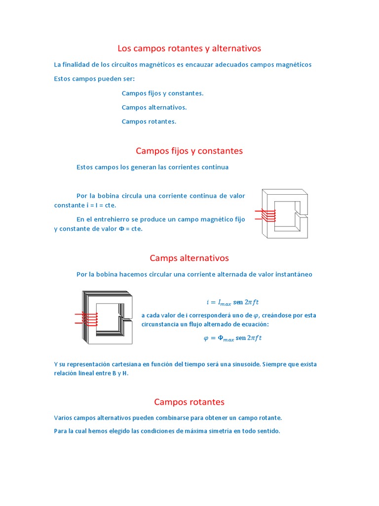 Campos Magnéticos Rotantes y Alternativos | PDF | Inductor | Corriente ...