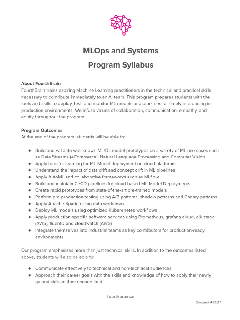 MLOps Syllabus and Weekly Schedule (June 2021) PDF | PDF | Cloud ...