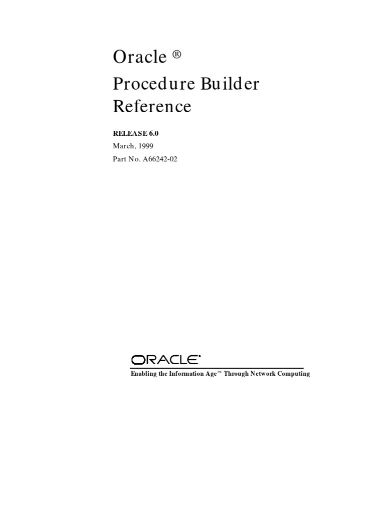 Oracle: Procedure Builder Reference | PDF | Pl/Sql | Subroutine