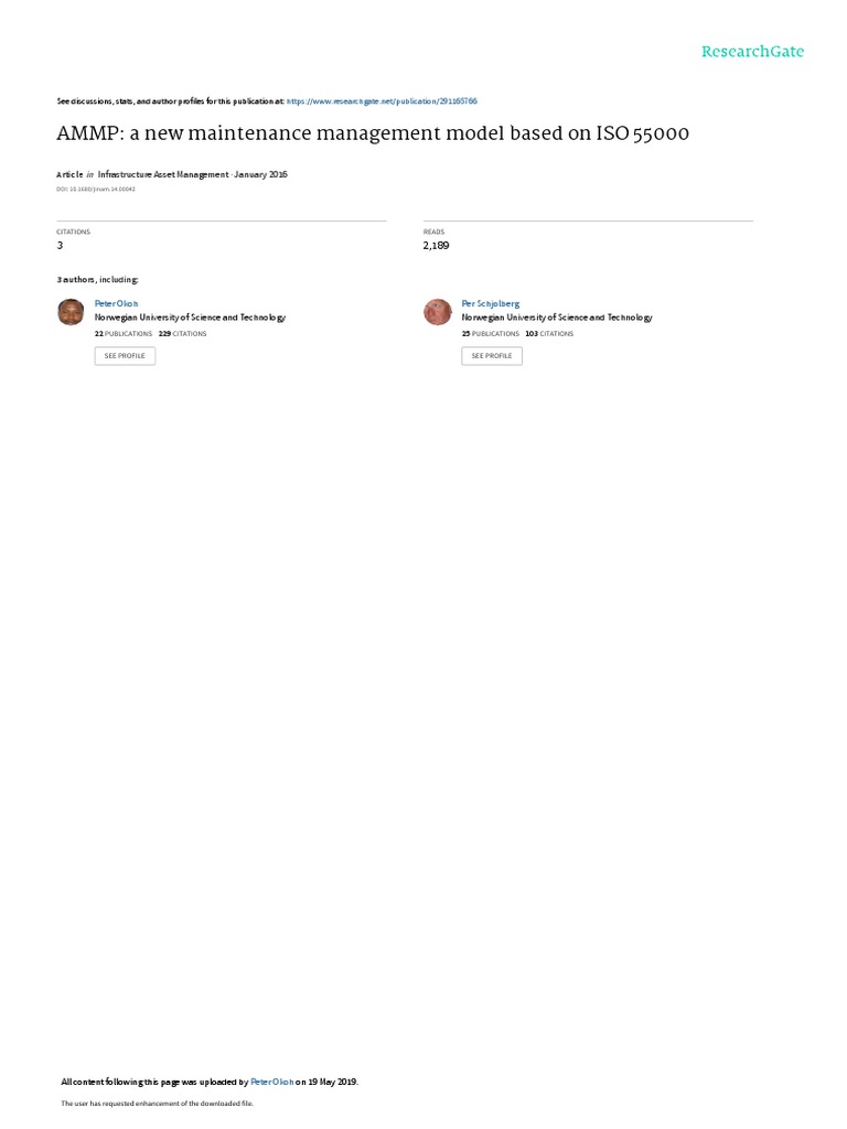 AMMP: A New Maintenance Management Model Based On ISO 55000 ...