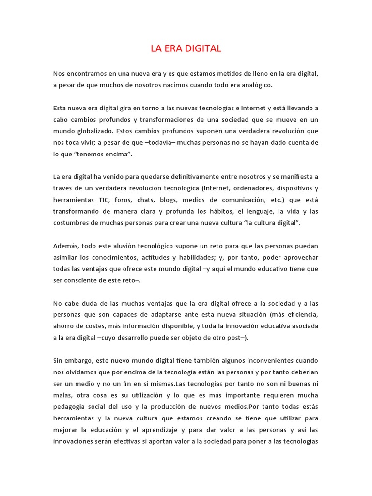 La Era Digital | PDF | Tecnología de información y comunicaciones ...