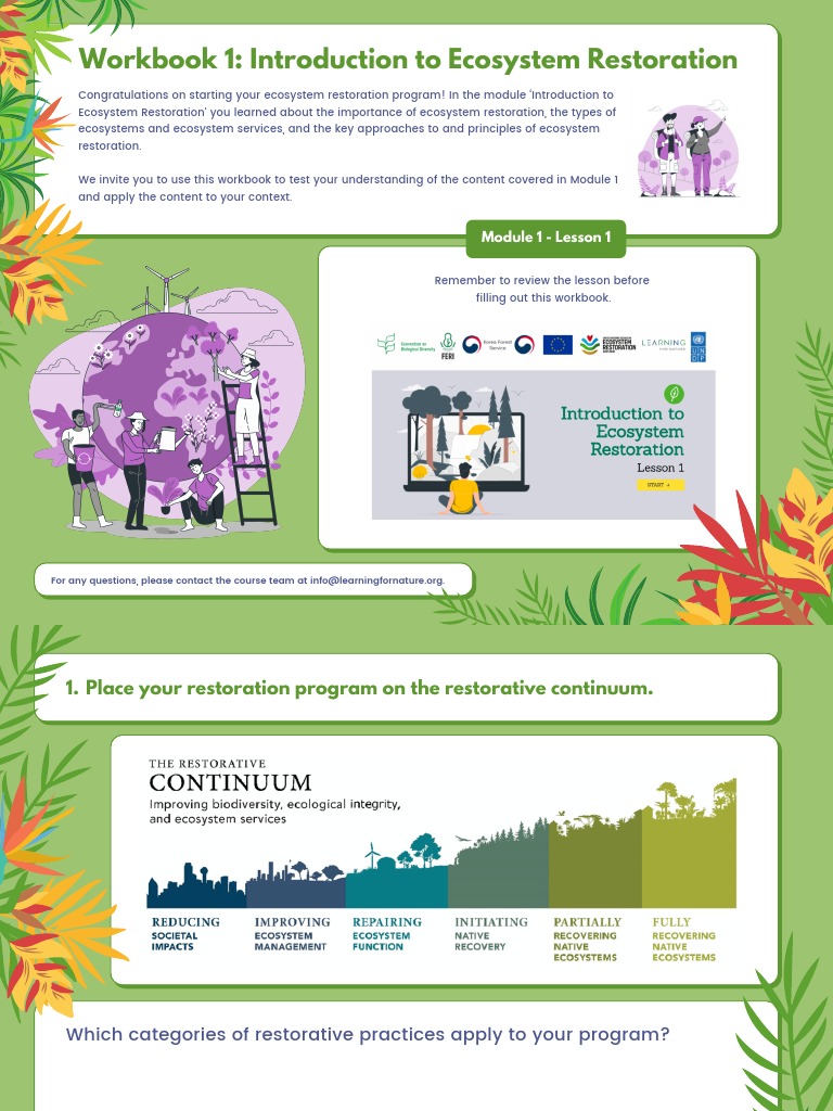 Ecosystem Restoration Workbook Guide | PDF | Restoration Ecology ...