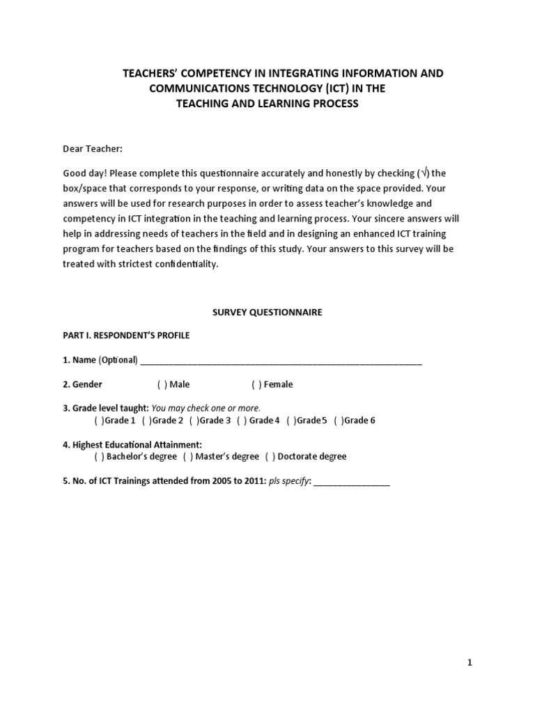 Teachers' Competency in Integrating Information and Communications ...