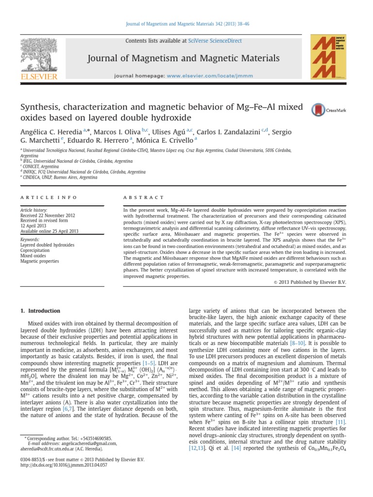 Synthesis Characterization And Magnetic Behavior Of Mg Fe Al Mixed